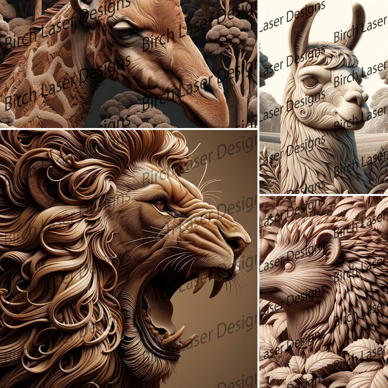 Wildlife Animals Engraving Design File Bundle for Zoo Animals Gift for ...