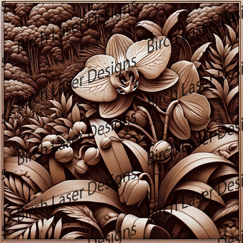 Flower Laser Engraving Orchid PNG JPG 3D Illusion Engrave Laser Ready ...