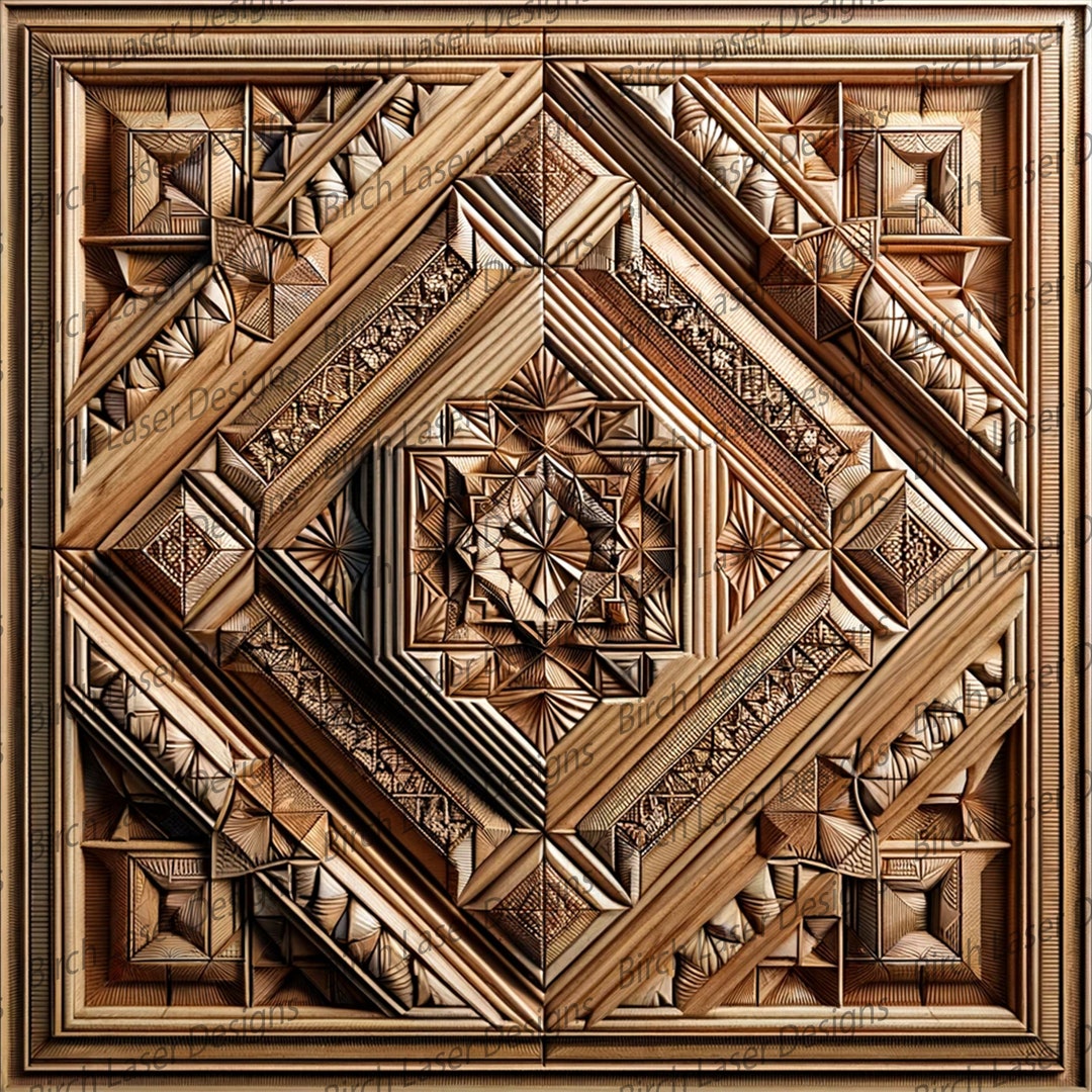 Geometric Patter Laser Engraving Laser Burn PNG JPG 3D Illusion ...