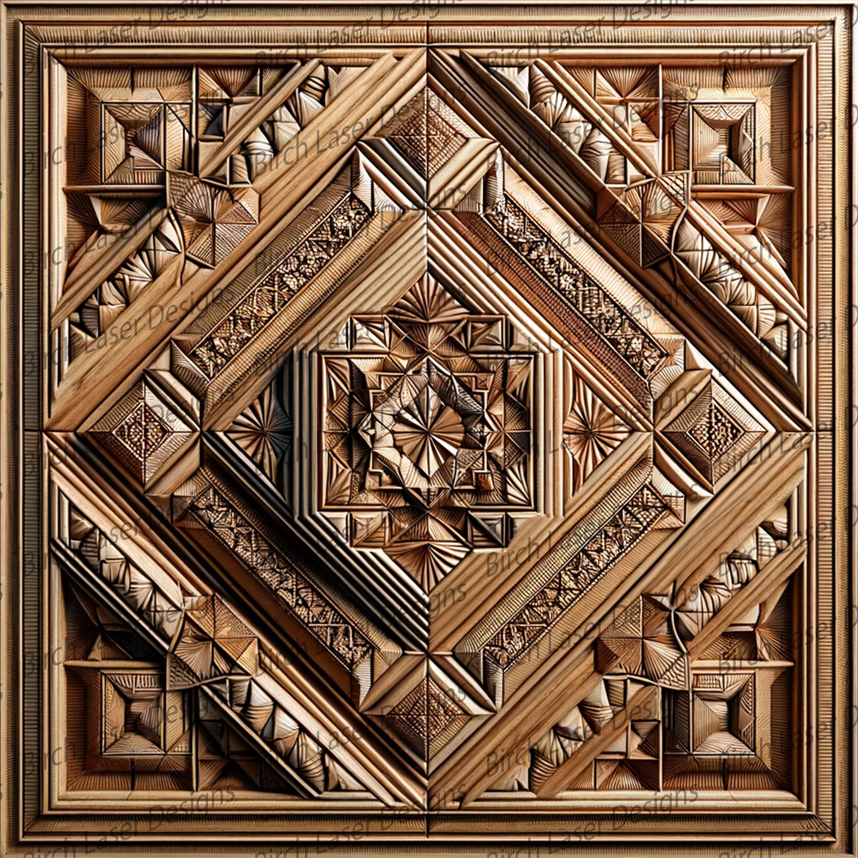 Geometric Patter Laser Engraving Laser Burn PNG JPG 3D Illusion ...