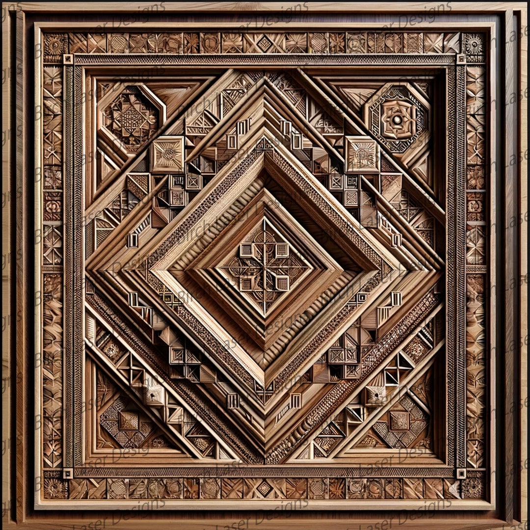 Geometric Patter Laser Engraving Laser Burn PNG JPG 3D Illusion ...