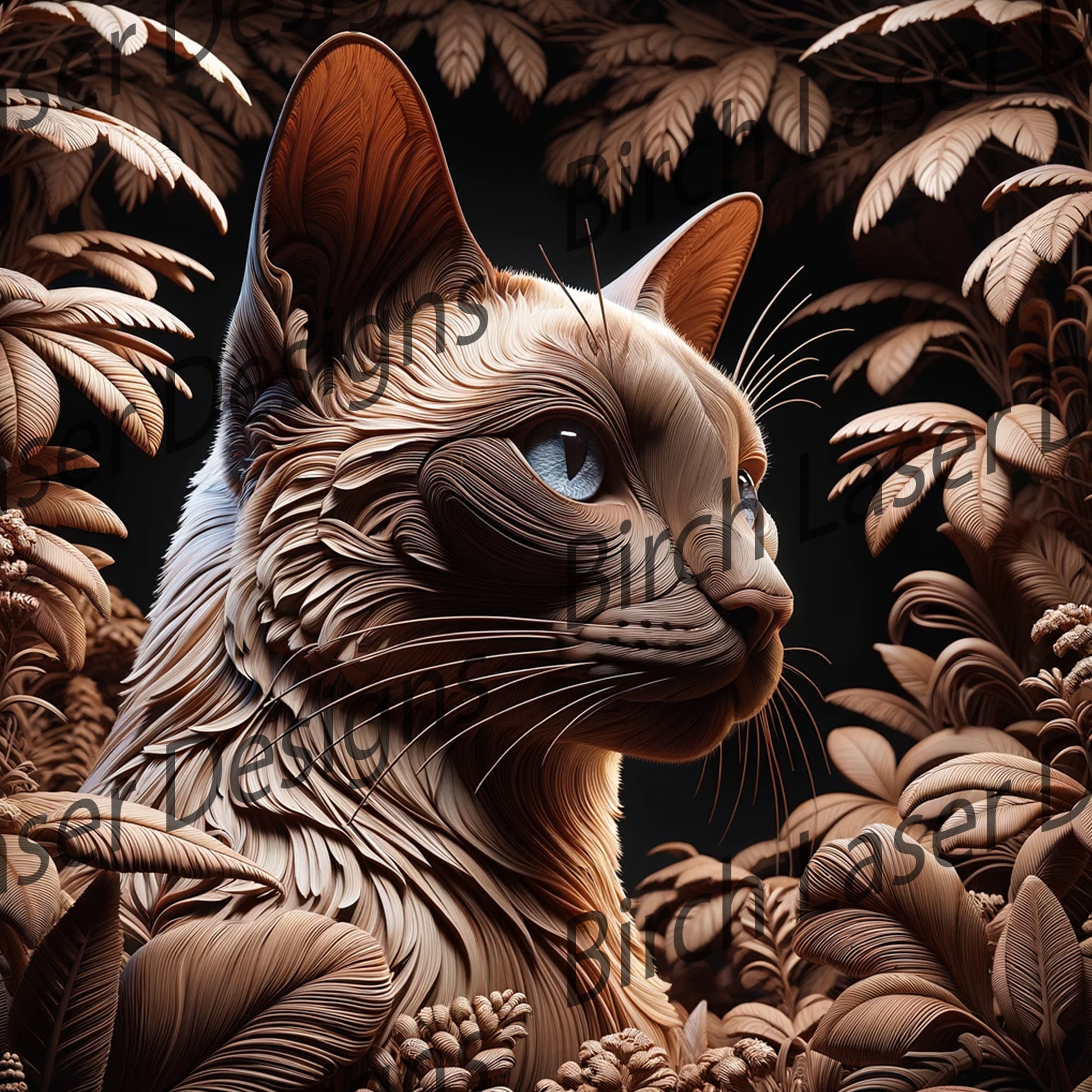 Siamese Cat Laser Engraving PNG JPG 3D Illusion Engrave Laser Ready ...