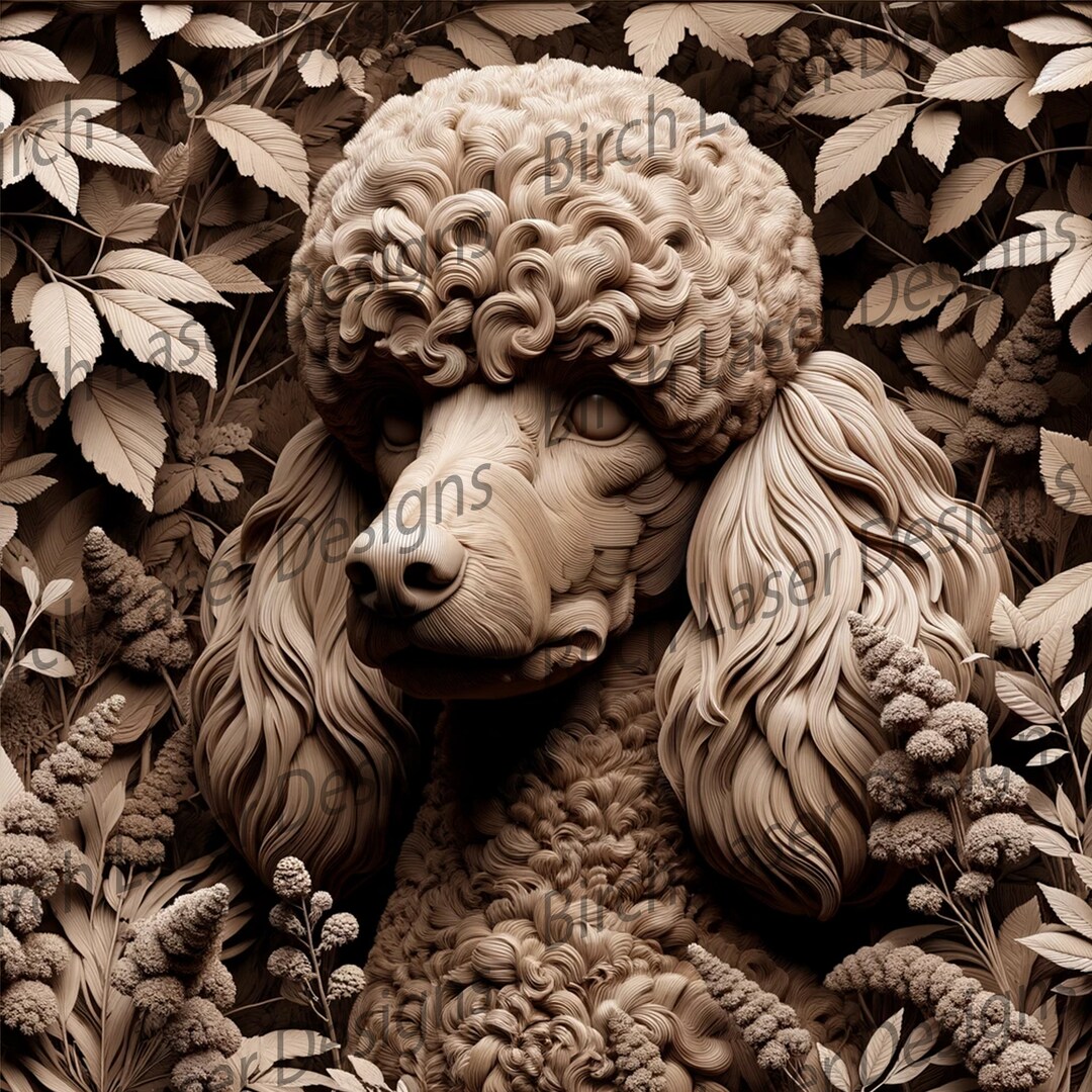 Poodle Dog Memorial Laser Burn PNG JPG 3D Illusion Engrave Laser Ready ...