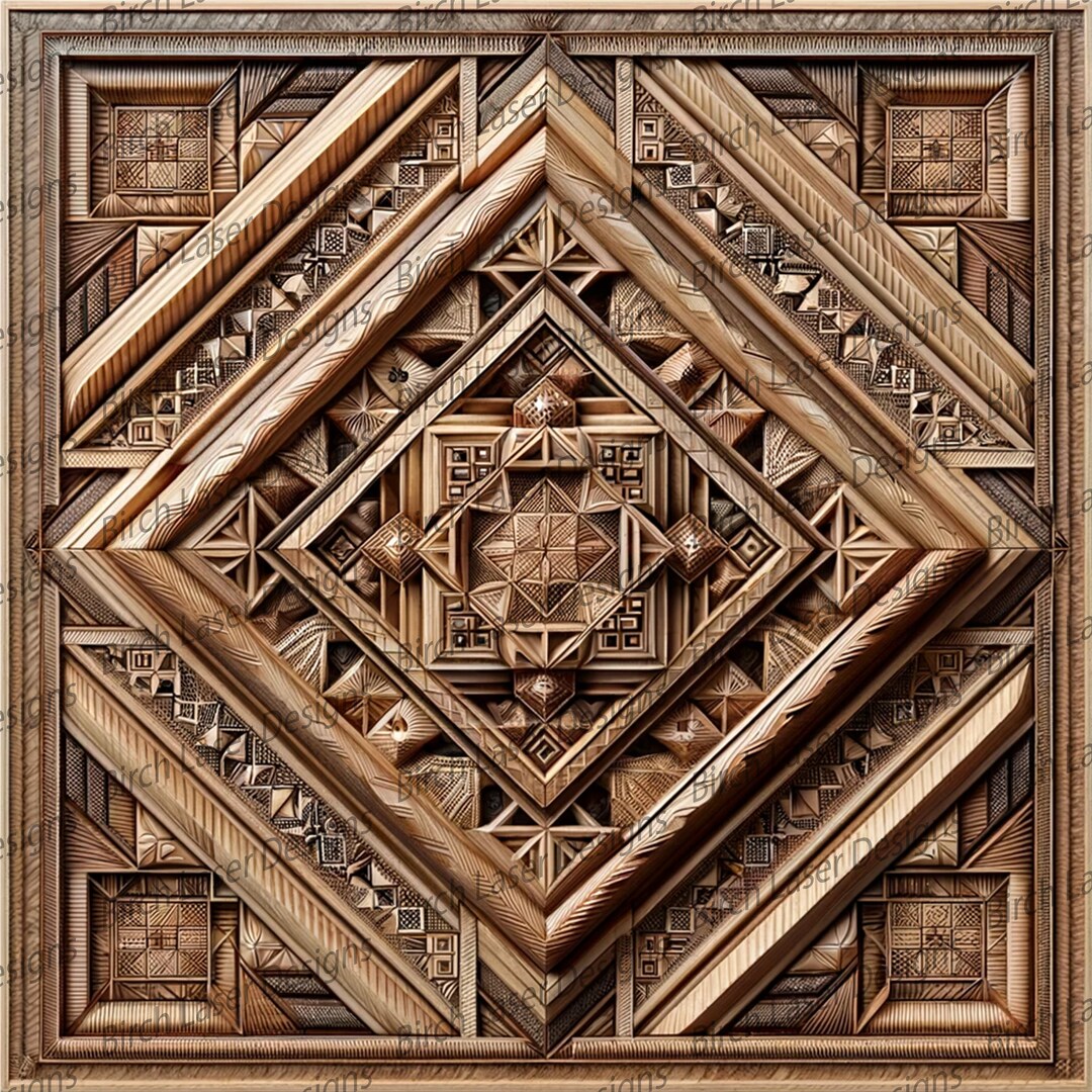 Geometric Patter Laser Engraving Laser Burn PNG JPG 3D Illusion ...