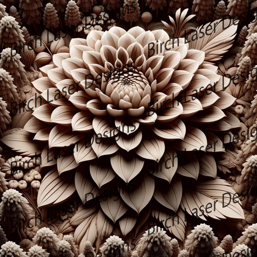 Flower Laser Engraving Dahlia PNG JPG 3D Illusion Engrave Laser Ready ...