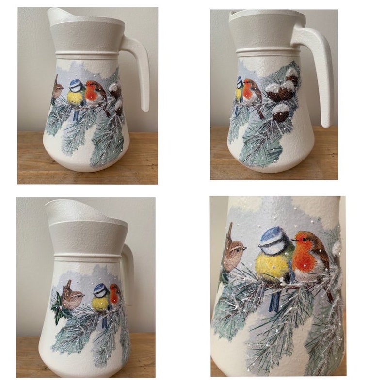 Decoupage Wren, Blue-tit and Robin Jug - Etsy