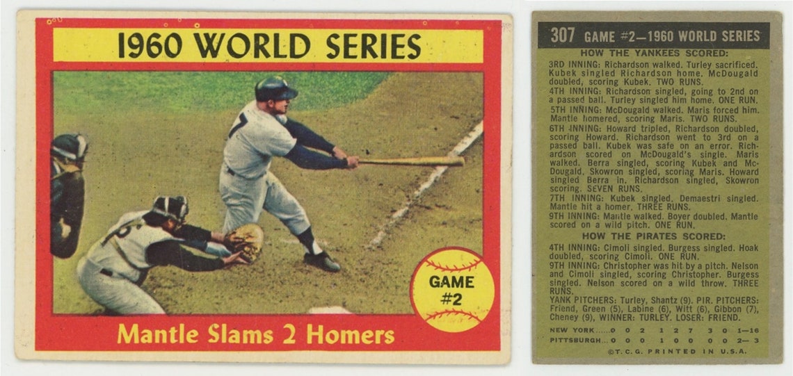 Lot of Four Topps 1961 Baseball Cards - 1960 World Series - Etsy