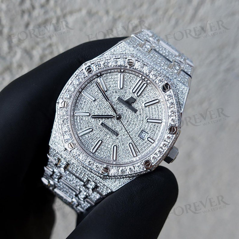 Moissanite Watch VVS AP Watch Fully Custom Diamond Watch - Etsy