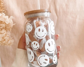 Smiley Face Glass Cup | Etsy