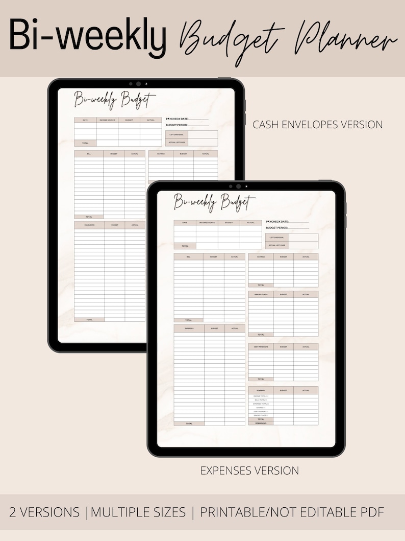 Bi-weekly Budget Planner Template, Paycheck Budget Printable, Spending ...