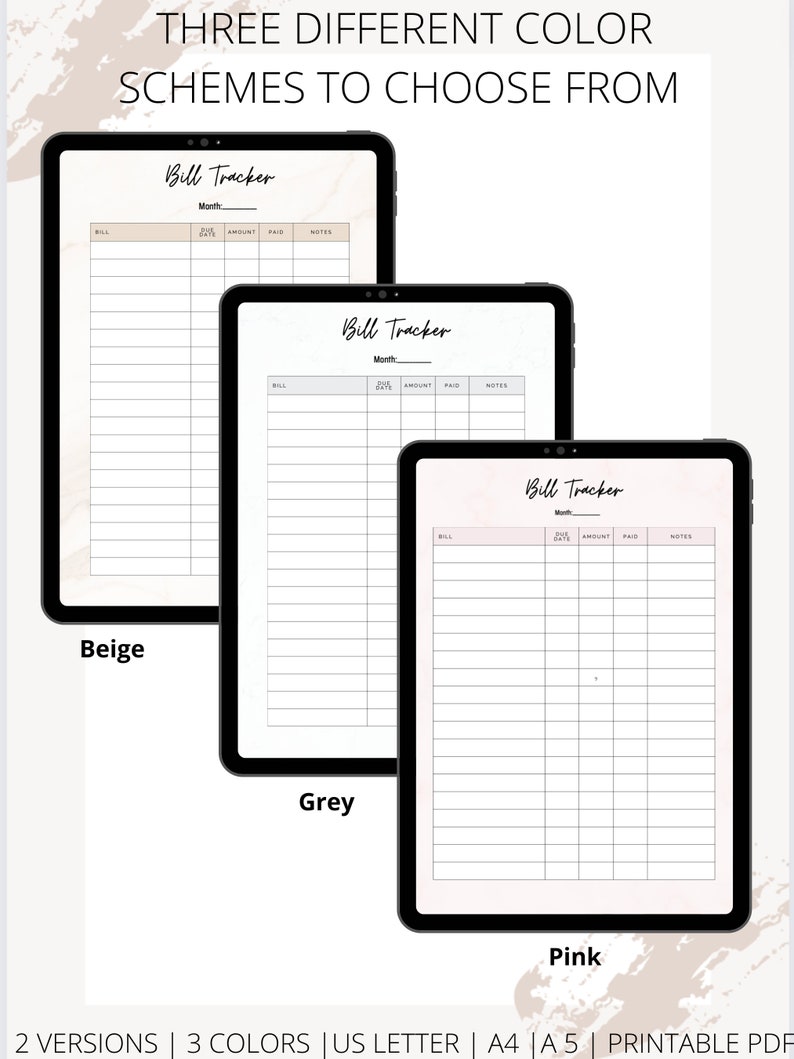 Printable Bill Payment Tracker, Bill Payment Calendar, Bill Organizer ...