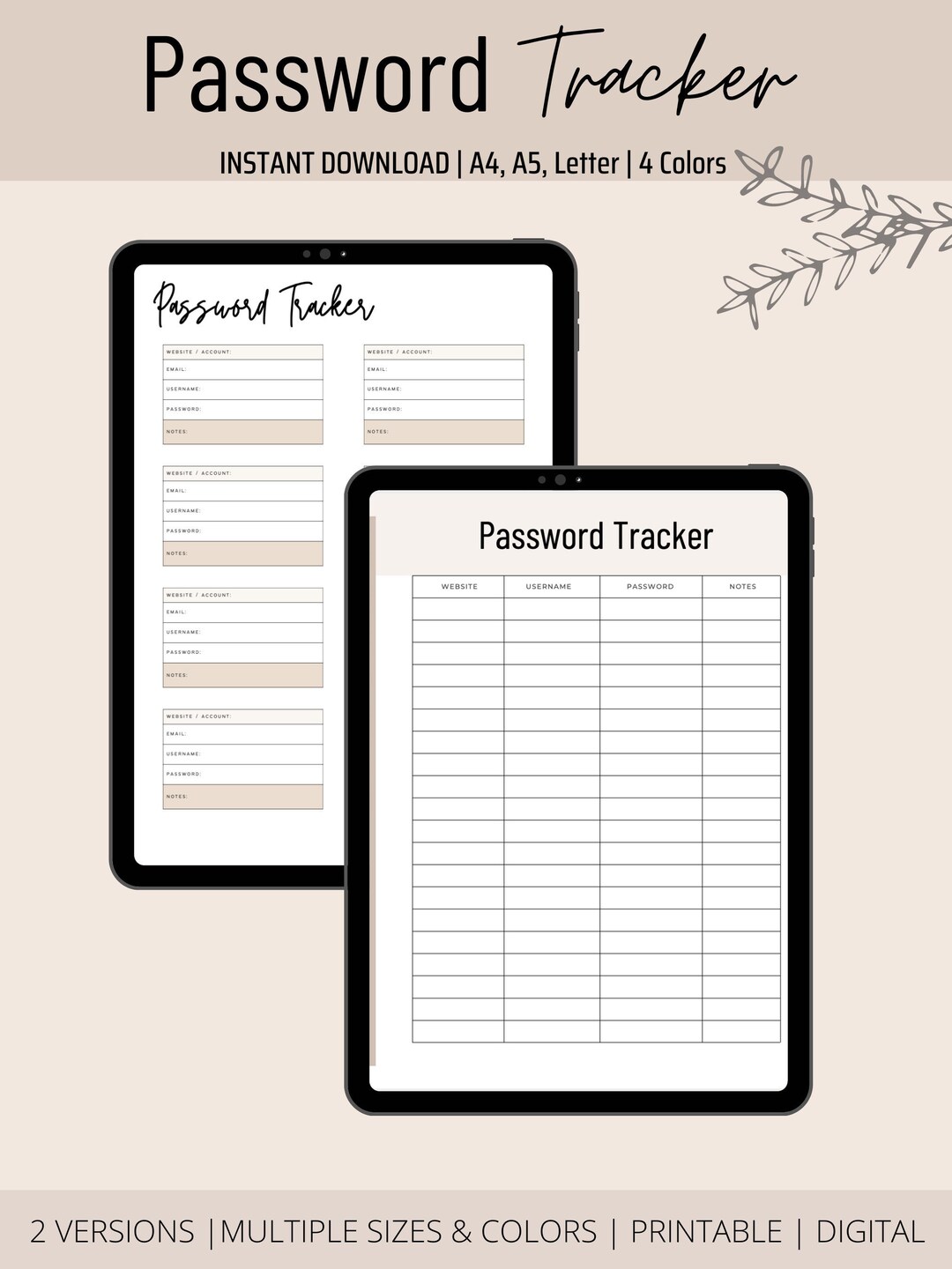 Minimalist Password Tracker/login Information, Password Organizer ...