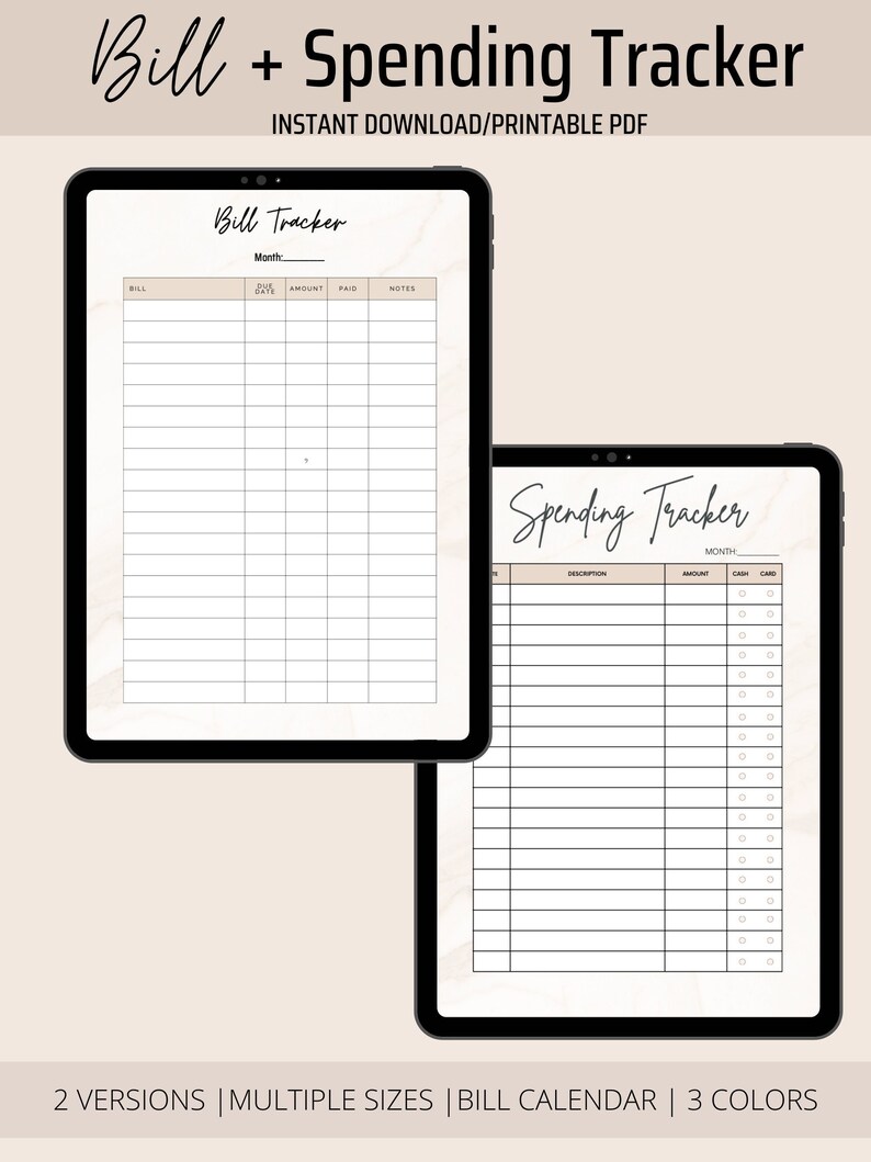 Printable Bill Payment Tracker, Bill Payment Calendar, Bill Organizer ...