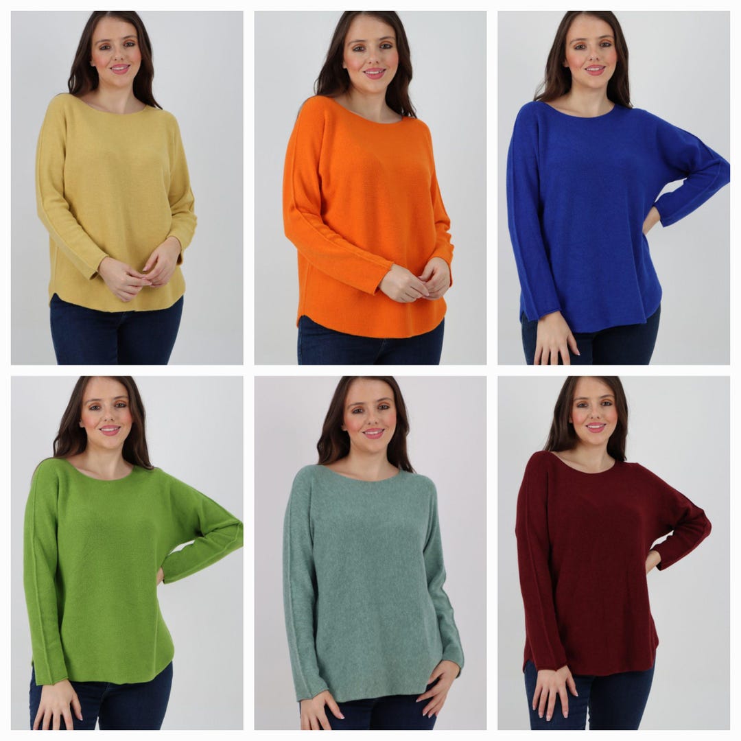 Italian Soft Knit Scoop Neck Jumper Sweater, Made in Italy Knitwear ...