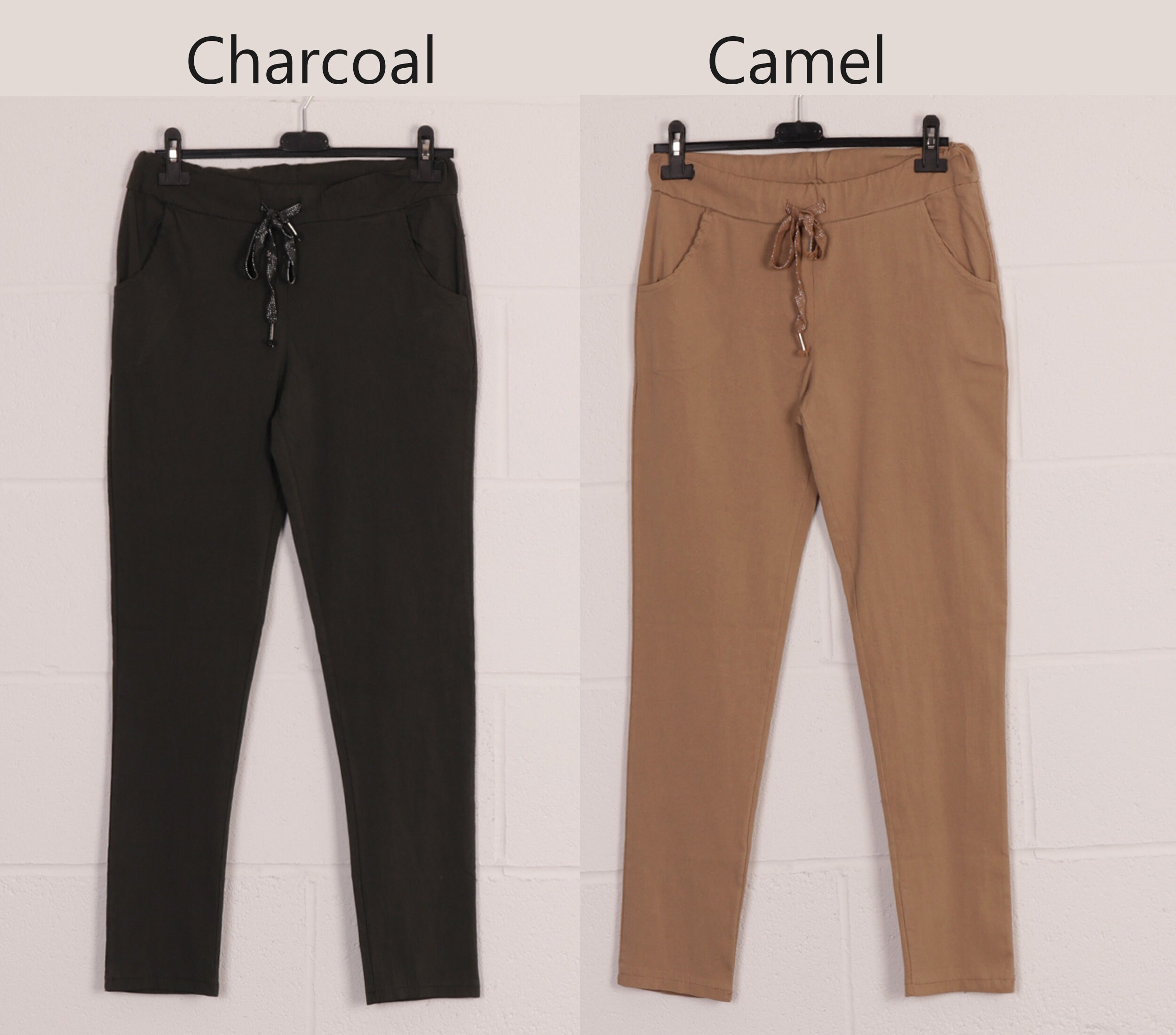 Italian Plain Stretchy Cotton Magic Pants, Plus Size Italian Stretchy ...