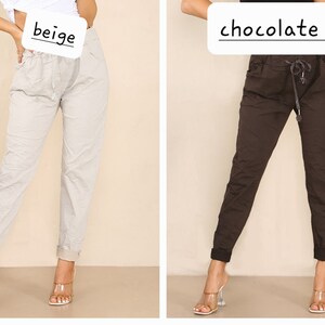 Ladies Italian Stretch Plain Pants Magic Fit Trousers Womens Magic ...