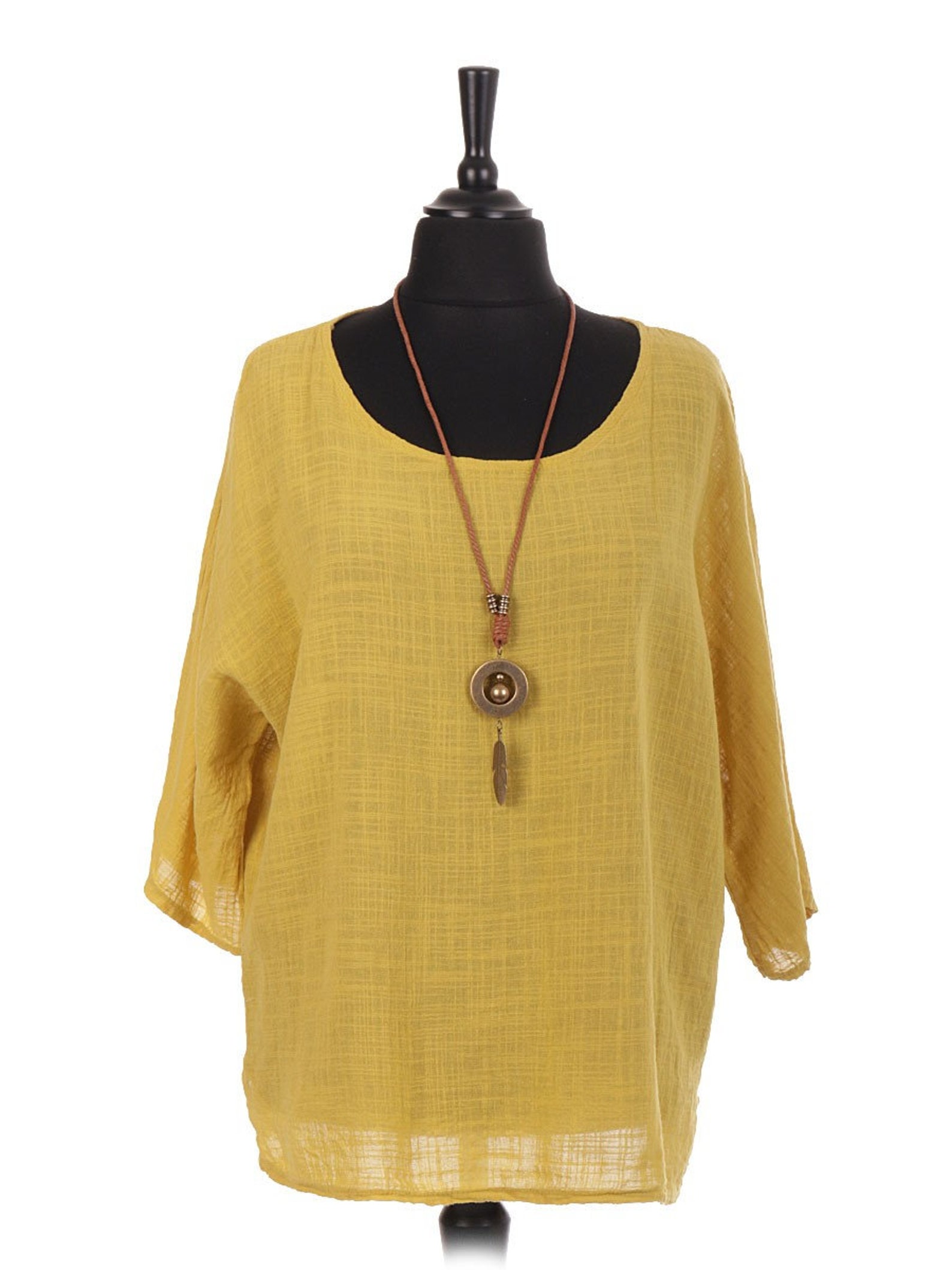Ladies Italian Lagenlook Tunic Cotton Crop Top Women Round Neck ...