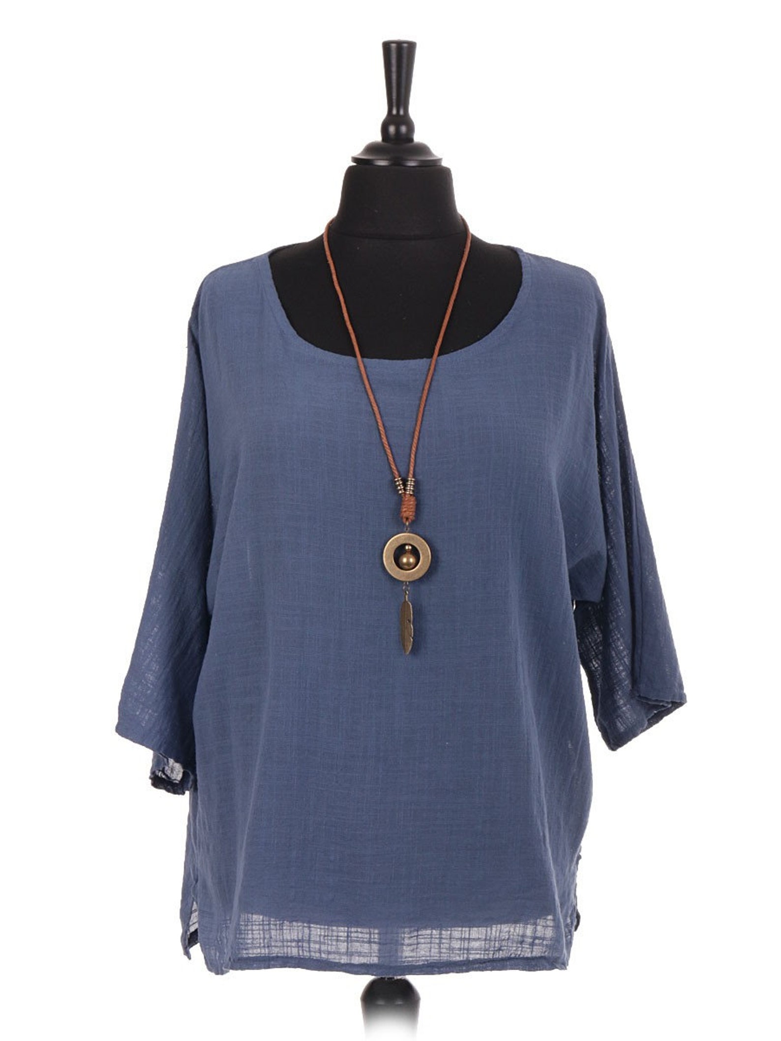Ladies Italian Lagenlook Tunic Cotton Crop Top Women Round Neck ...