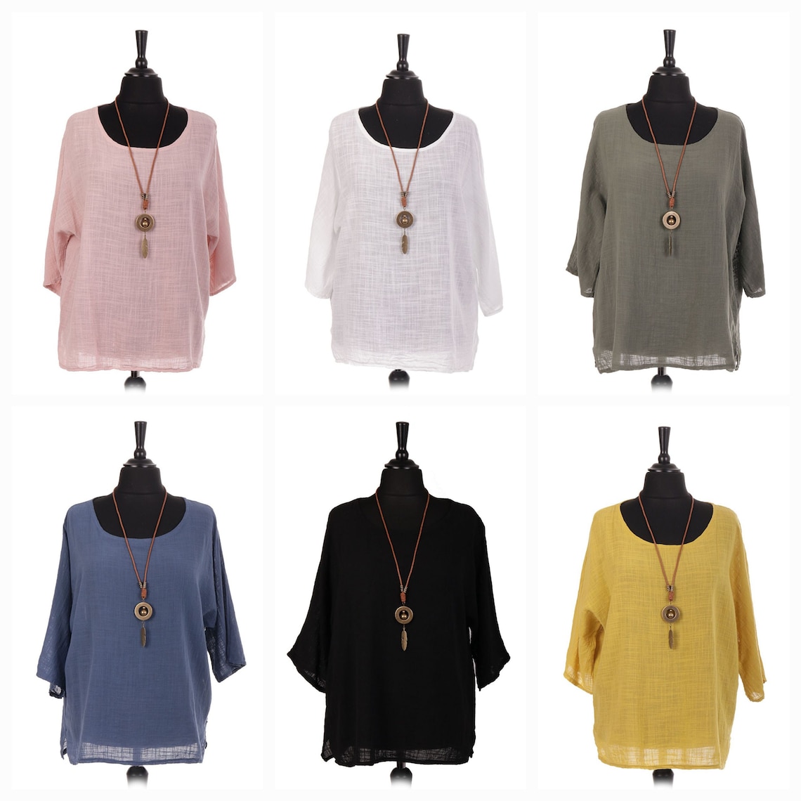 Ladies Italian Lagenlook Tunic Cotton Crop Top Women Round Neck ...