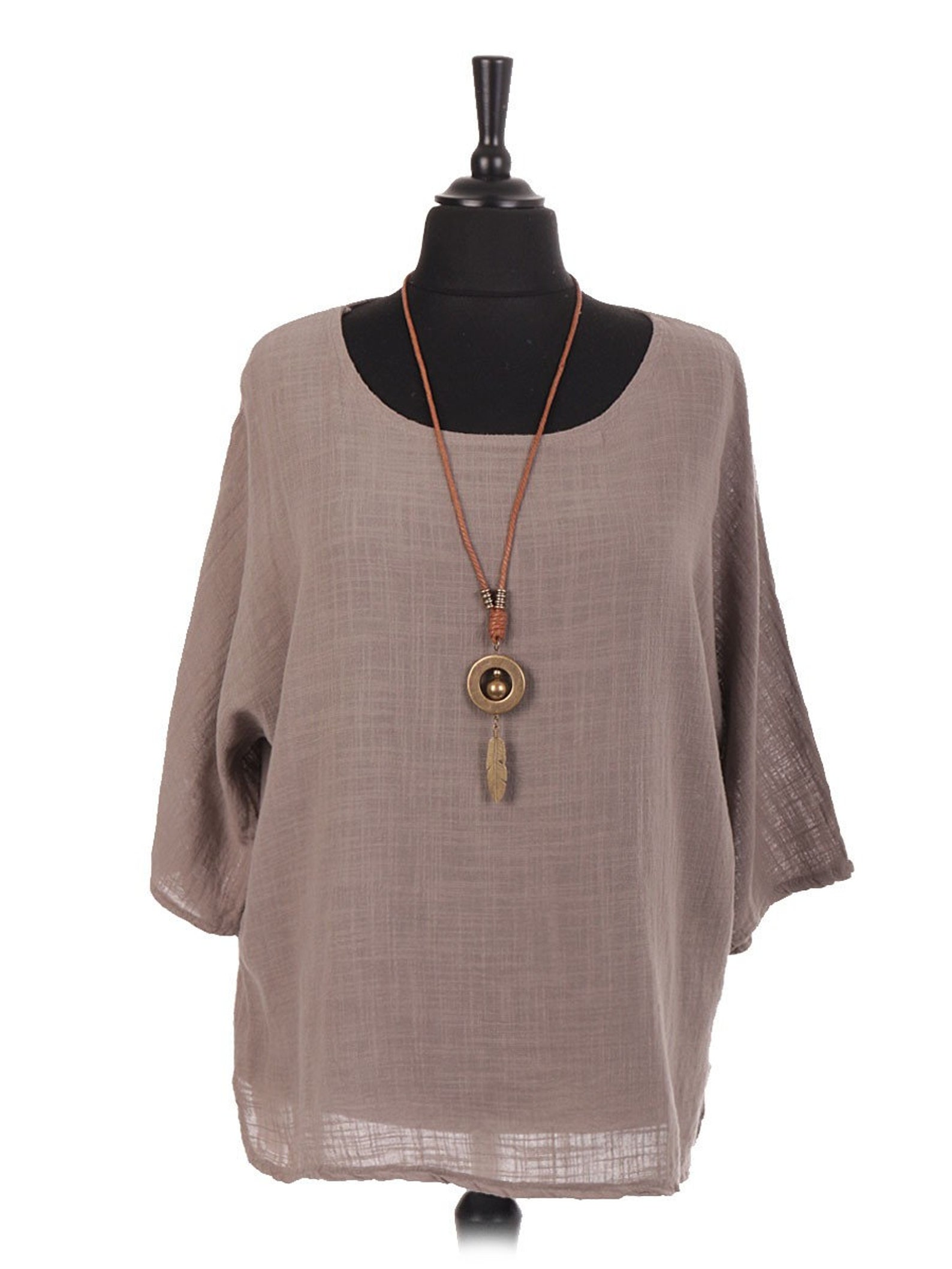 Ladies Italian Lagenlook Tunic Cotton Crop Top Women Round Neck ...