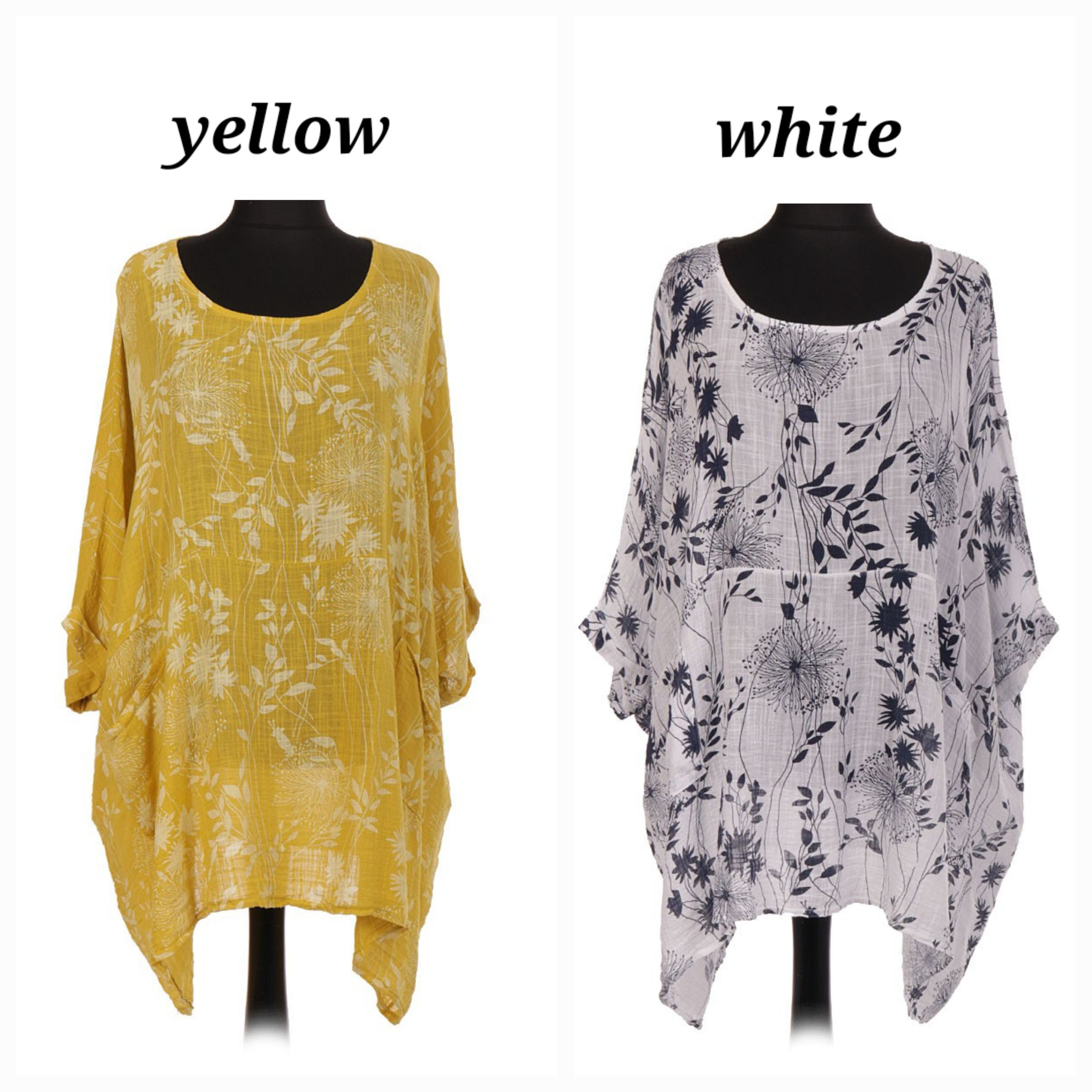 Ladies Italian Plus Size Cotton Top Women Lagenlook Batwing Sleeves ...