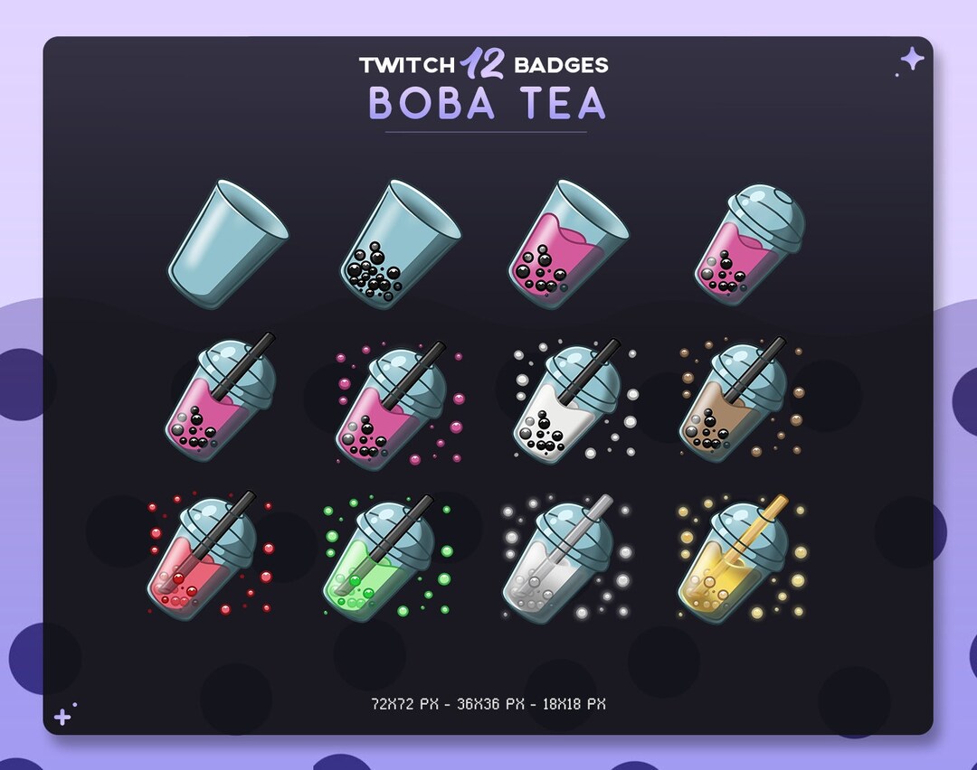 Twitch Badges Boba Tea | Bubble Tea - Etsy
