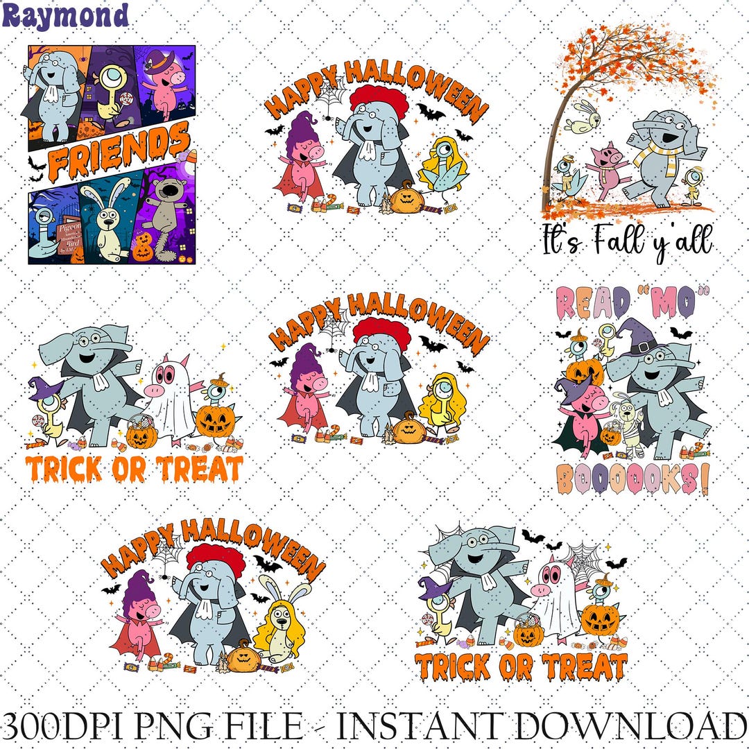Friends Halloween Elephant and Piggie Bundle Png, Spooky Elephant Png ...