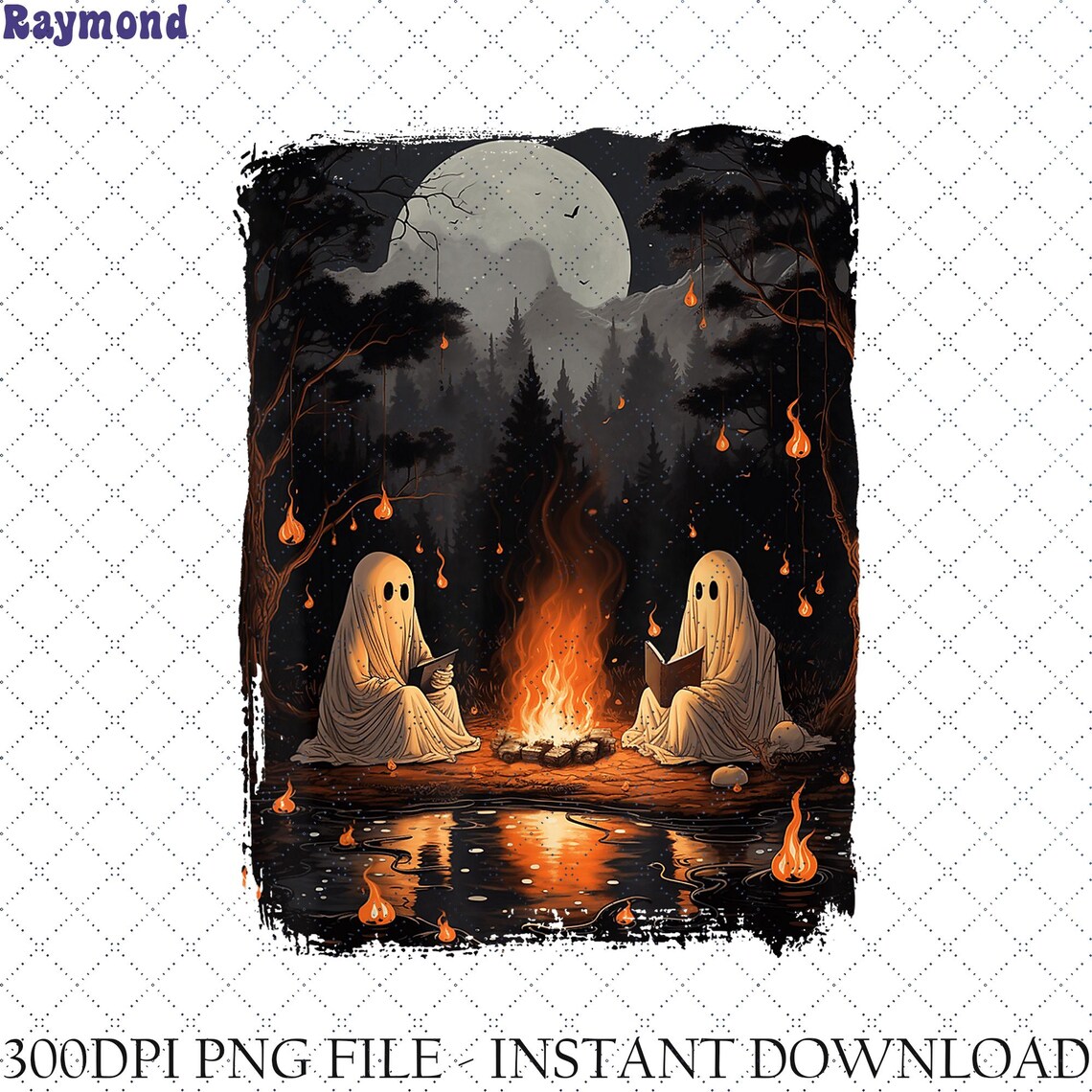 Vintage Ghost Book Reading Camping Png, Ghosts Reading Books Png, Books ...