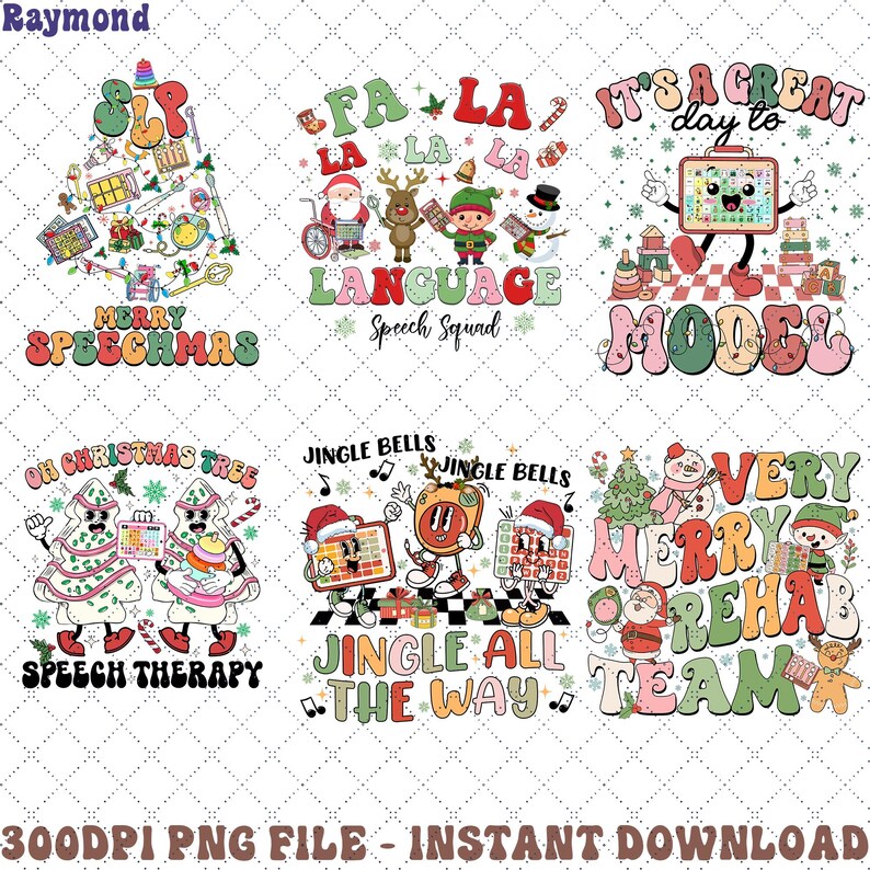 Merry Speechmas SLP Christmas Bundle Png, Speech Therapy Christmas Png ...