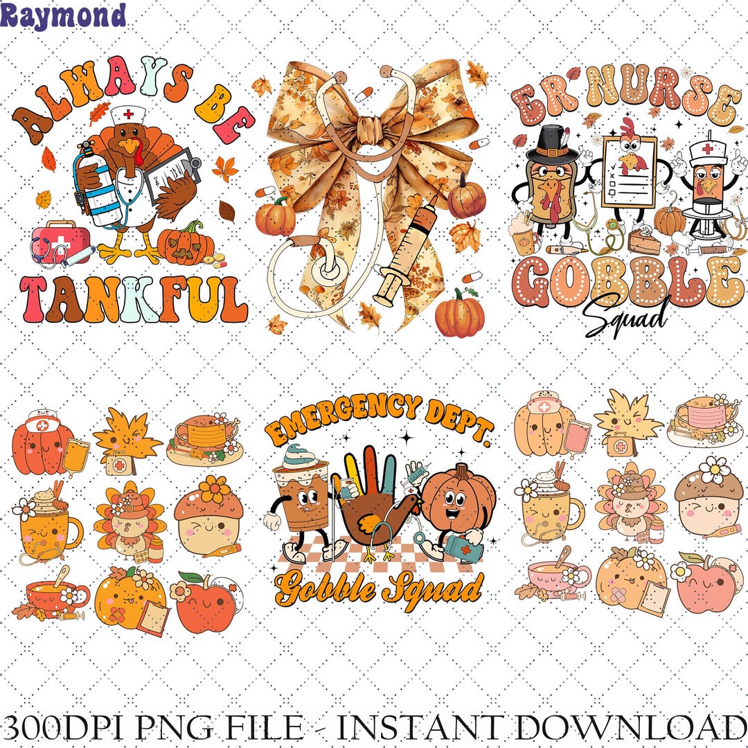 Fall Thanksgiving Nurse Png Bundle, Nurse Fall Season Png, ICU L&D NICU ...