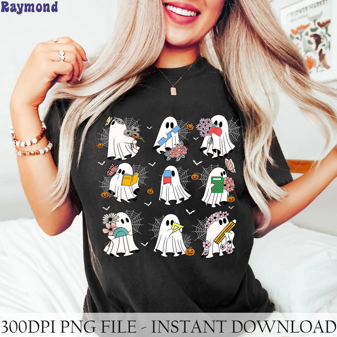 Halloween Ghost Math Teacher Png, Math Teacher Halloween Png, Spooky ...