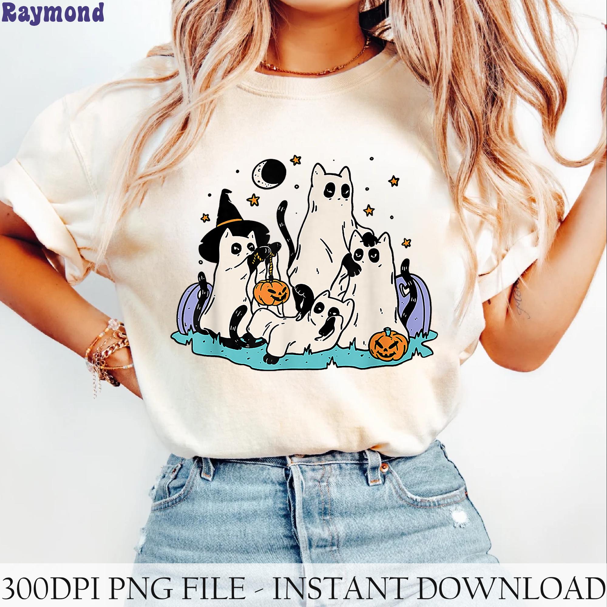 Cute Ghost Cat Png, Retro Halloween Png, Ghost Cat Png, Spooky Season ...