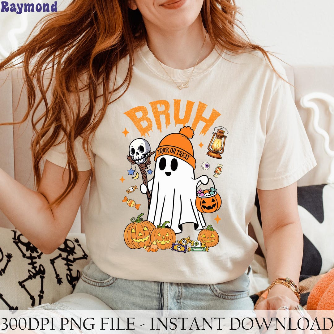 Bruh Spooky Halloween Trick or Treat Png, Halloween Png, Cute Ghost ...