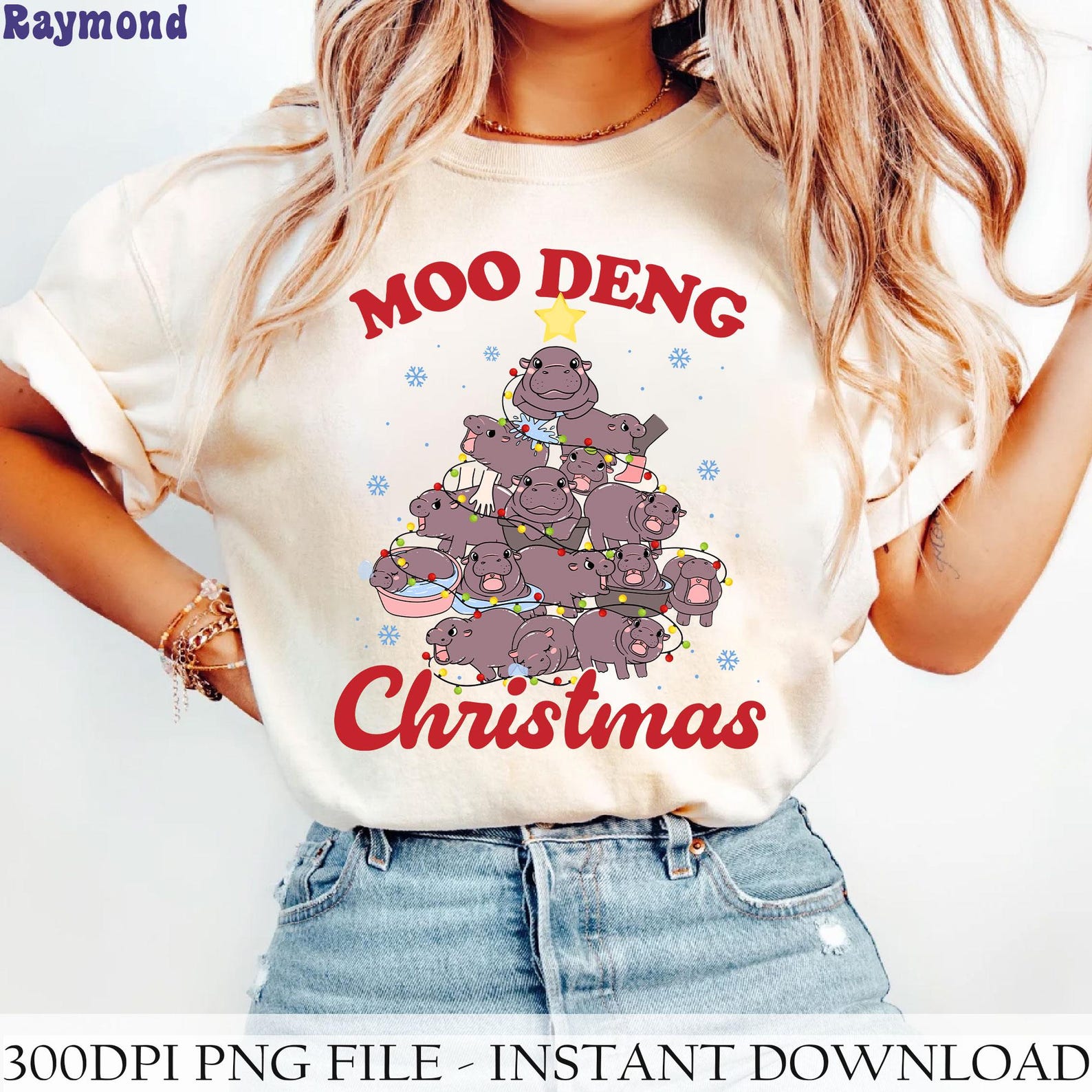 Moo Deng Christmas Tree Png, Christmas Moo Deng Png, Hippo Christmas ...