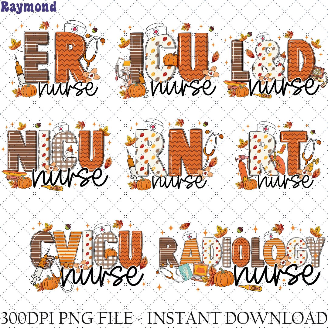 Fall Nurse Bundle Png, Nurse Fall Season Png, ICU L&D NICU ER Nurse ...