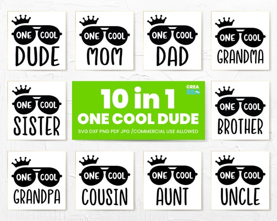 One Cool Dude Svg Family Bundle Birthday Boy's Family - Etsy