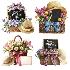 Basket Arrangement PNG Clip Art, 23 Isolated Images 300 DPI, Happy ...