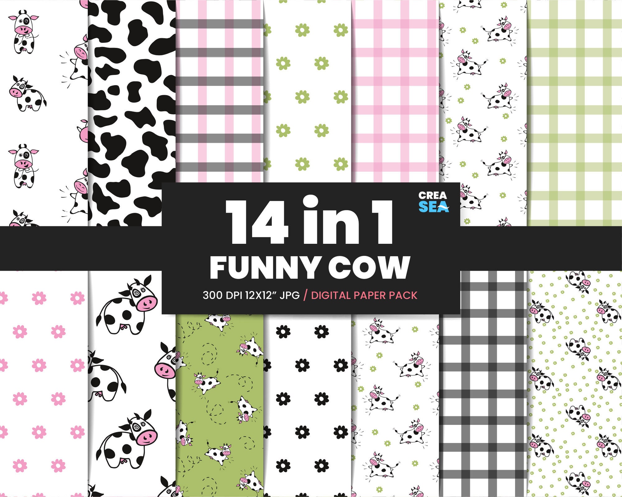 Cow Seamless Pattern Funny Farm Animal Background Heifer - Etsy