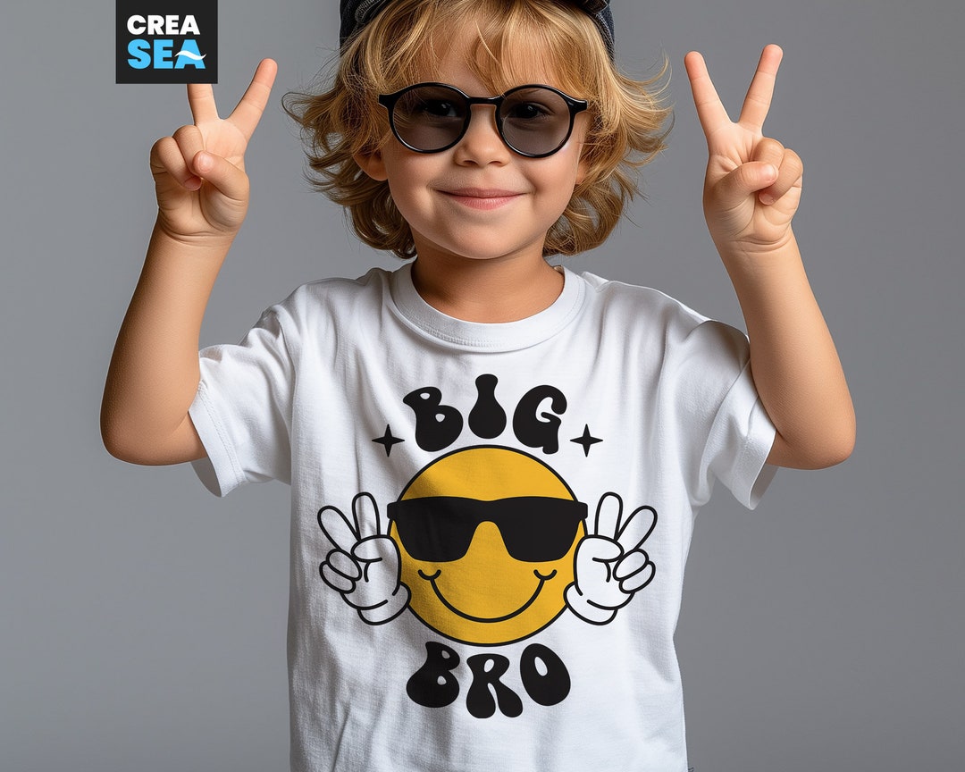 Big Bro SVG, PNG, Smiley Peace Sign Svg, Smiley Face Sunglasses, Big ...