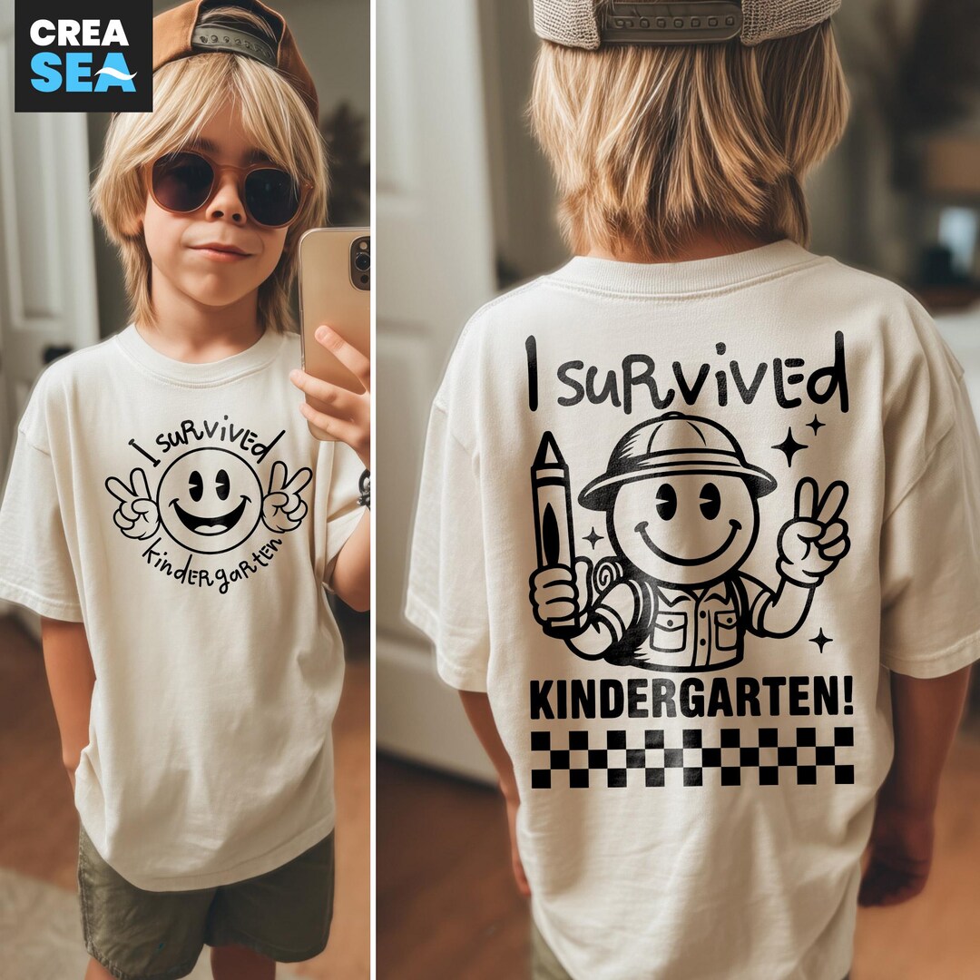 I Survived Kindergarten Svg, Png, Checker, Smiley, Back to School Svg ...