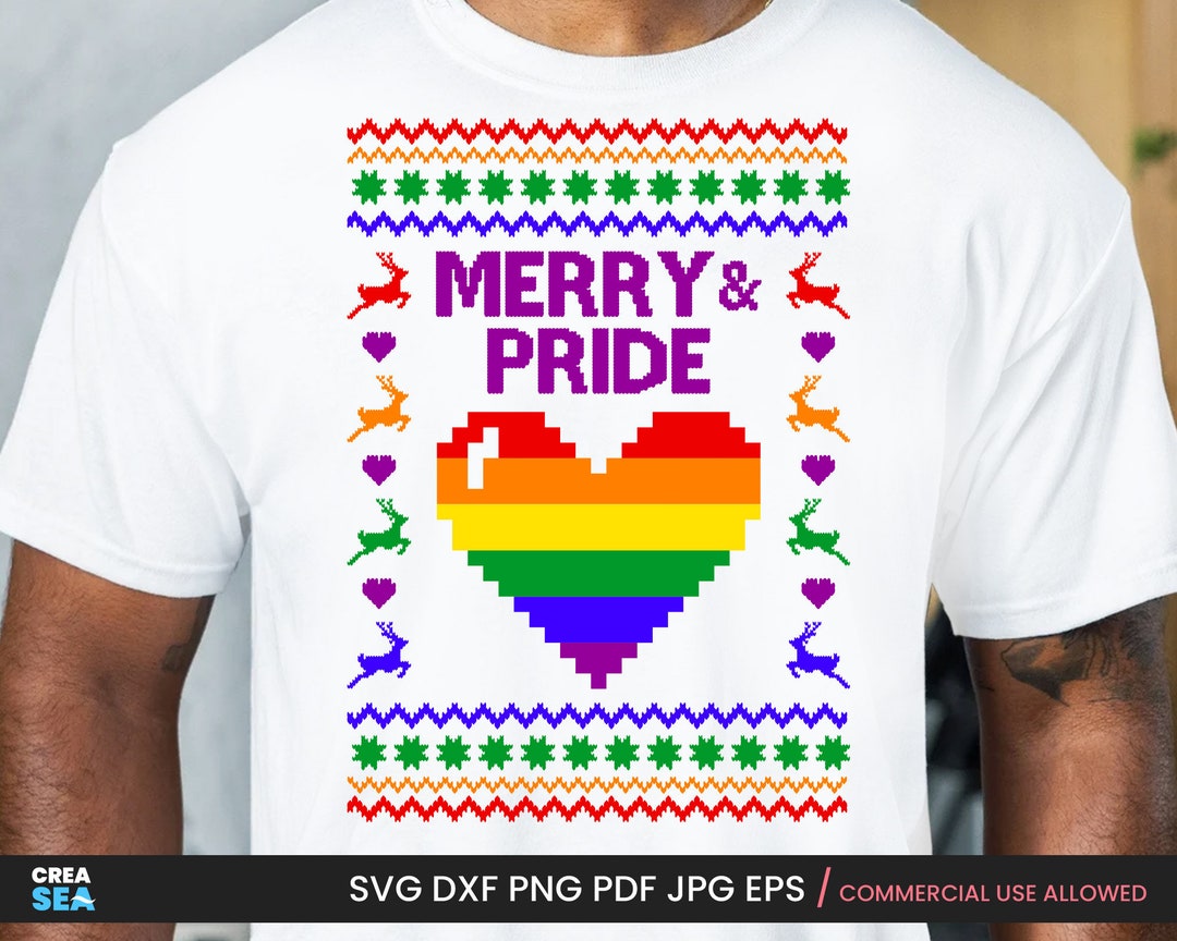 Merry and Pride Svg, Png, LGBT Ugly Sweater Svg, Christmas Shirt Svg ...