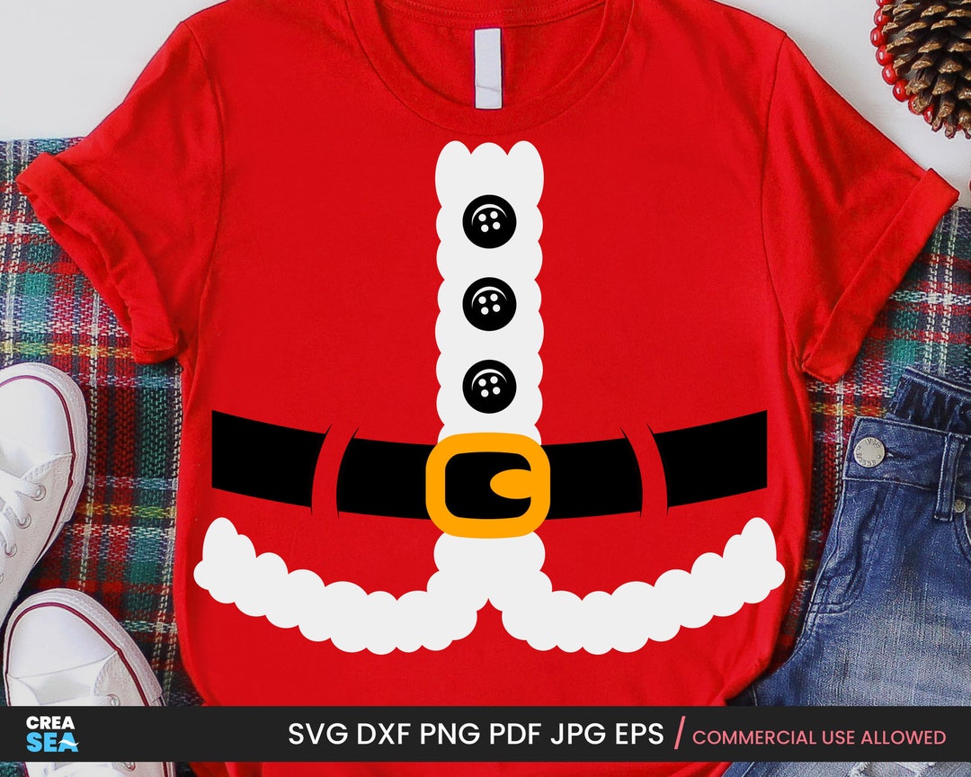 Santa Claus Shirt Svg, Santa Costume Svg, Png for Kid & Adult, Instant ...