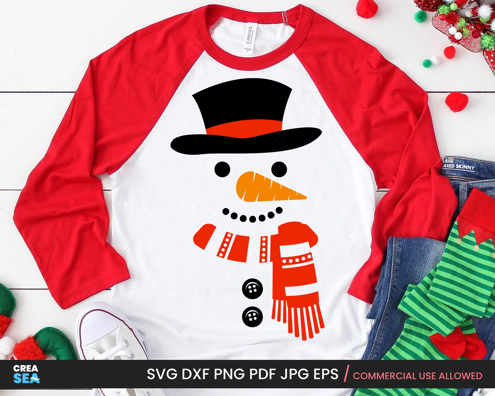 Snowman Shirt Svg, Png Sublimation, Snowman Face & Costume, Baby ...