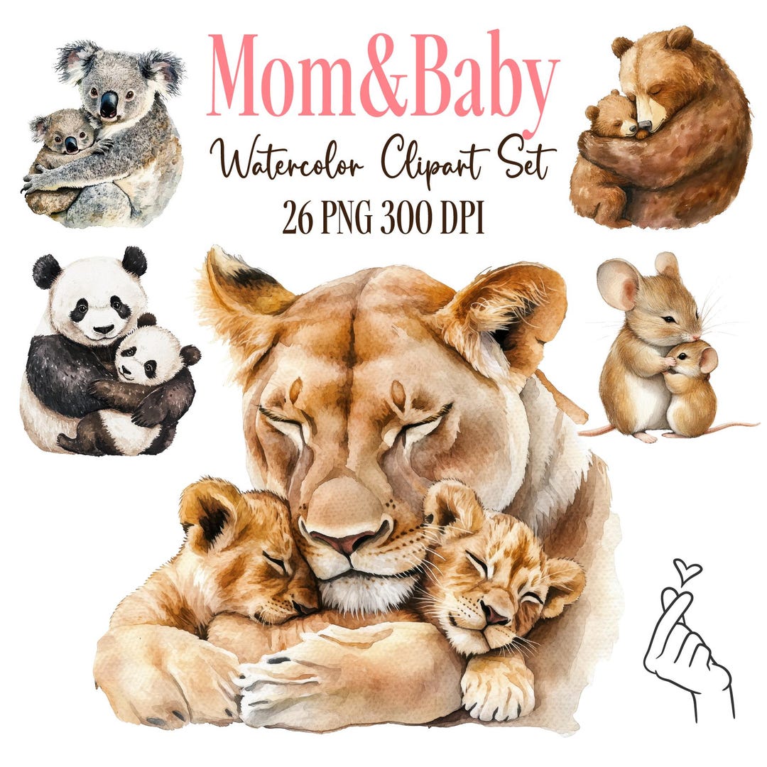 Cute Animals Mom With Baby PNG Clip Art, Big Collection, Wild Animals ...