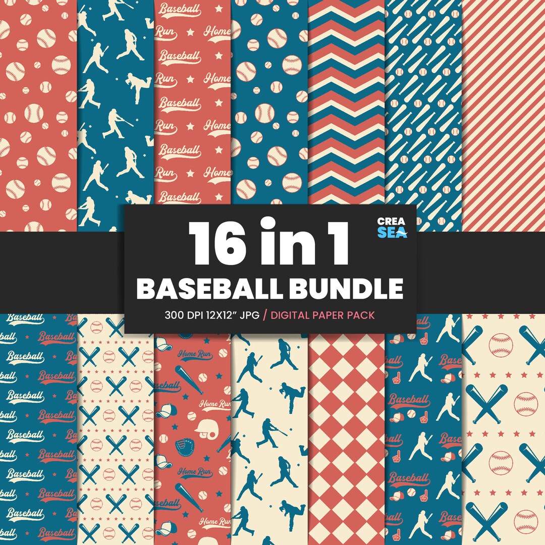 Baseball Digital Paper, Baseball Seamless Pattern, Baseball Background ...