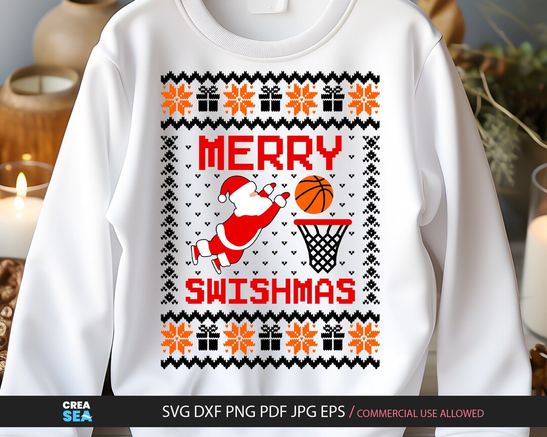Merry Swishmas Svg, Png, Basketball Christmas Shirt Svg, Funny ...