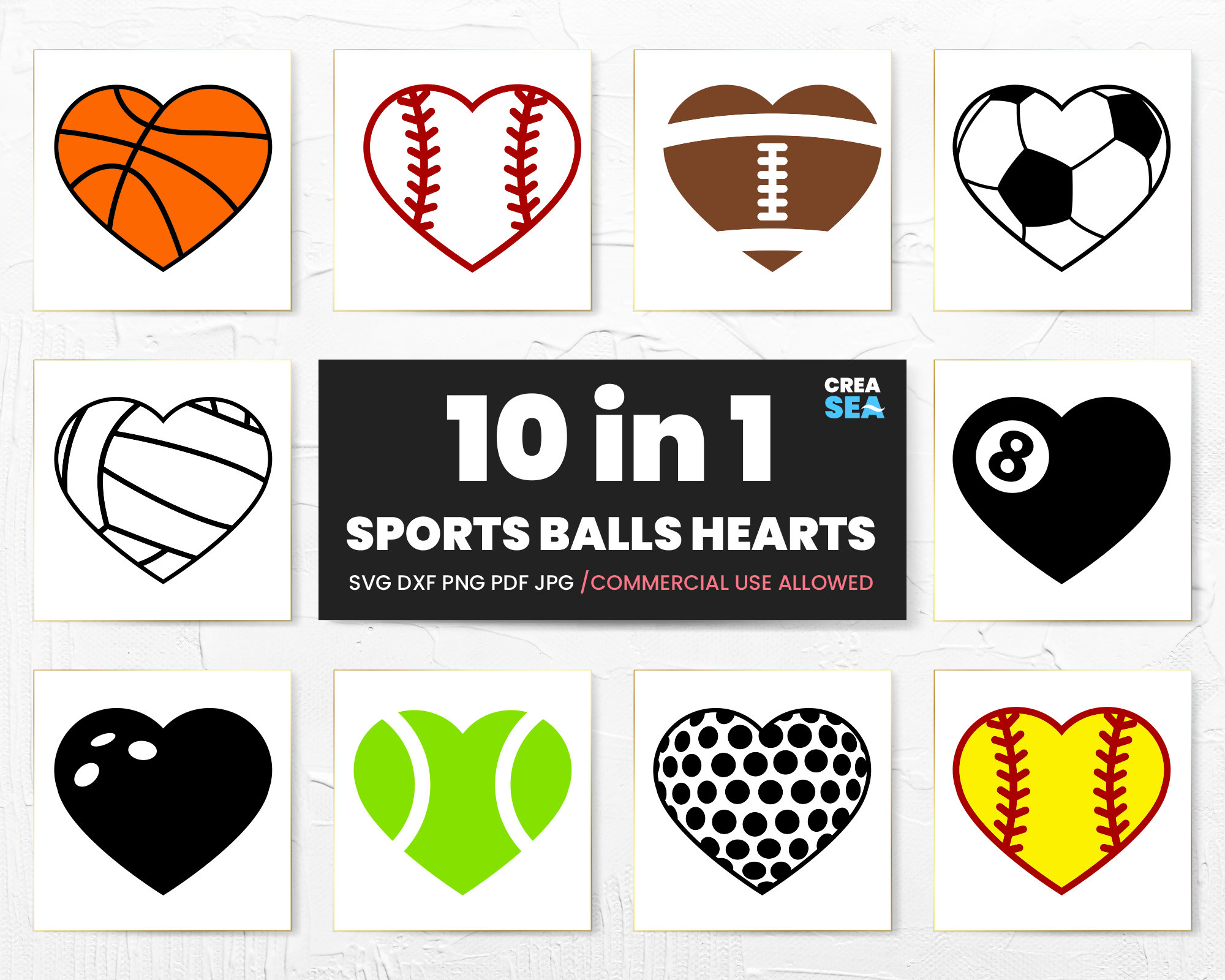 Sport Heart Svg Ball Hearts Svg Bundle Sports Love Svg - Etsy