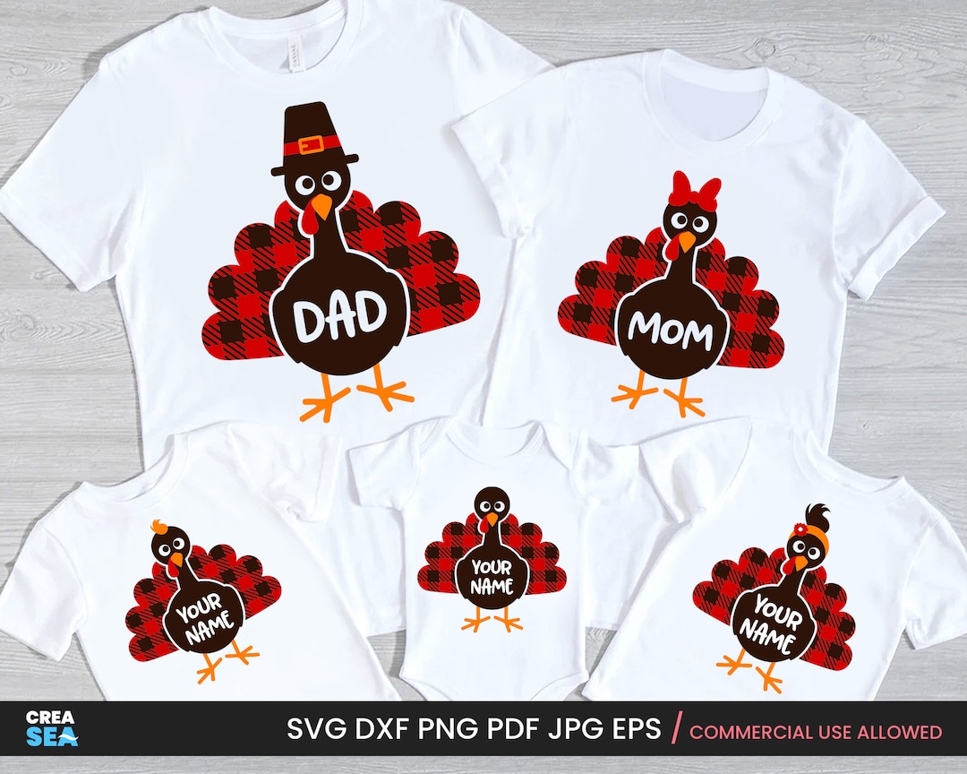 Turkey Family Svg Png Thanksgiving Matching Shirts Svg Mom - Etsy