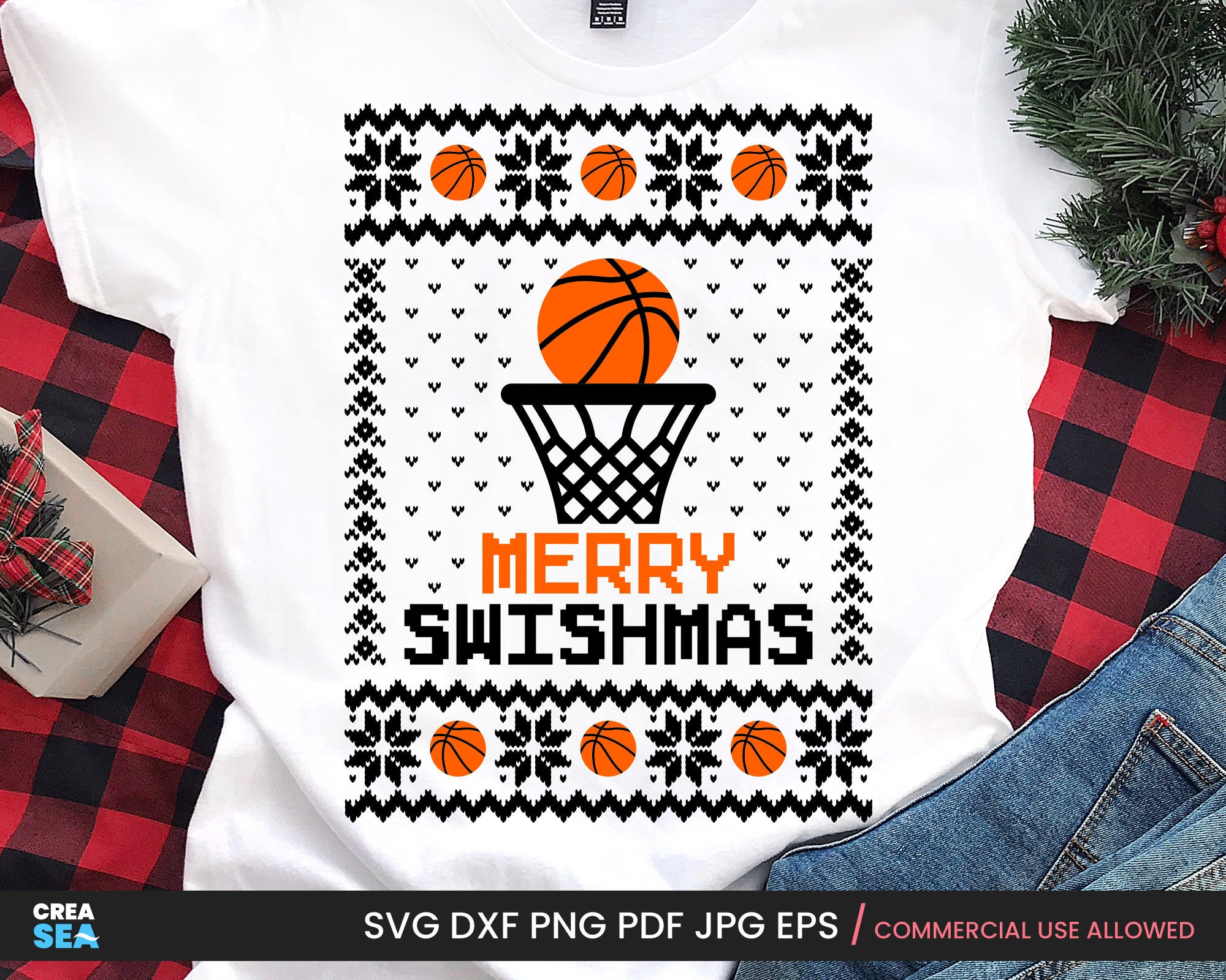 Merry Swishmas Svg, Ugly Christmas Sweater Svg, Christmas Basketball ...