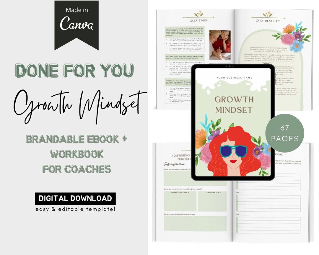 Done for You Editable Growth Mindset Ebook & Workbook Template ...